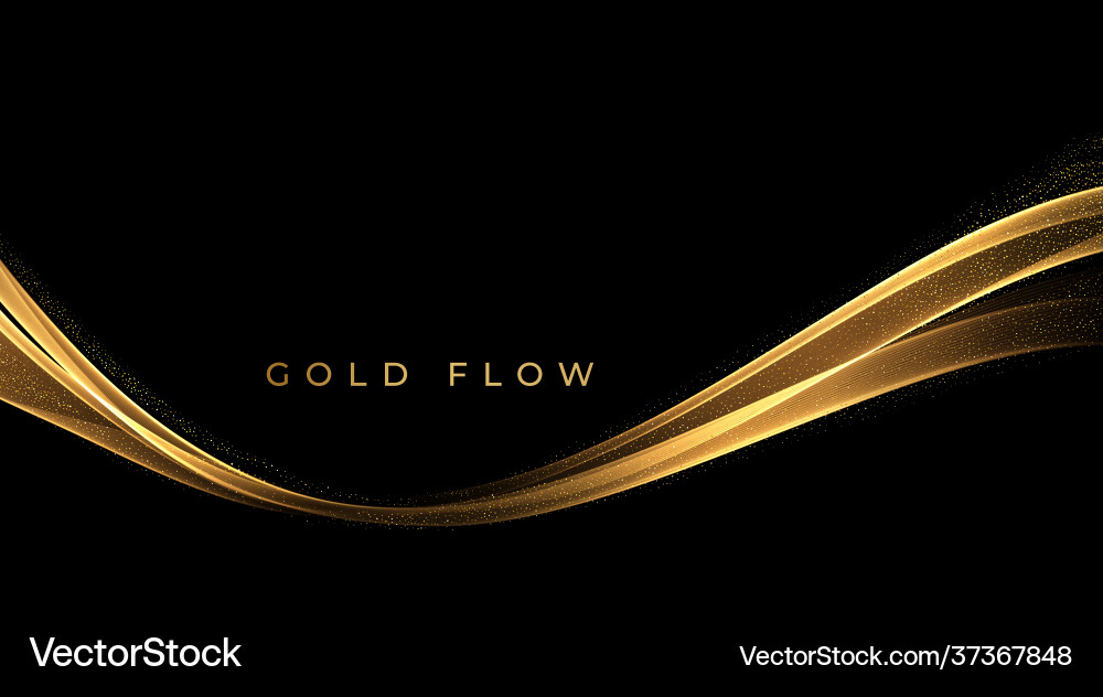 Abstract gold waves shiny golden moving lines Vector Image
