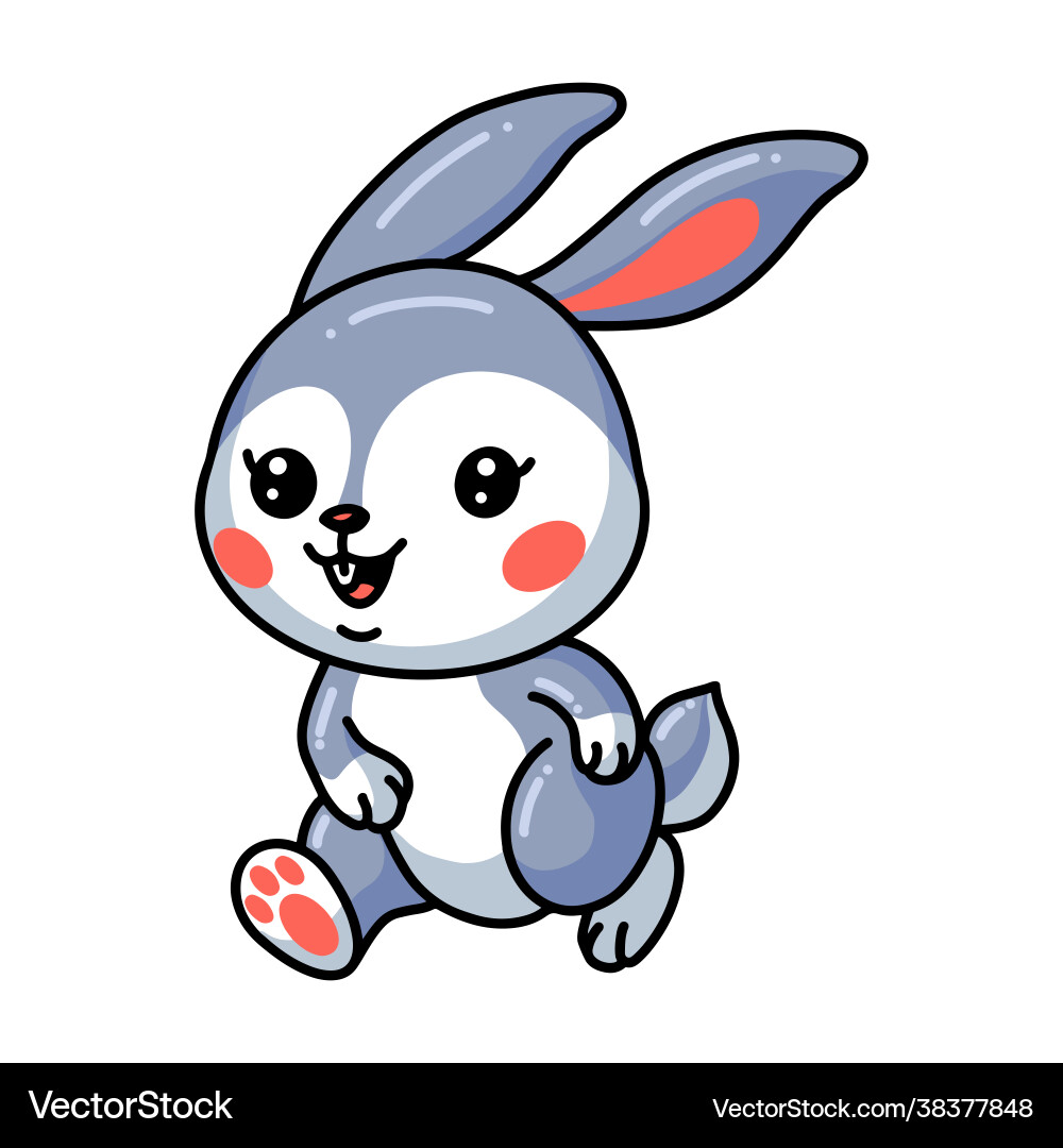 Cute little rabbit cartoon walking Royalty Free Vector Image