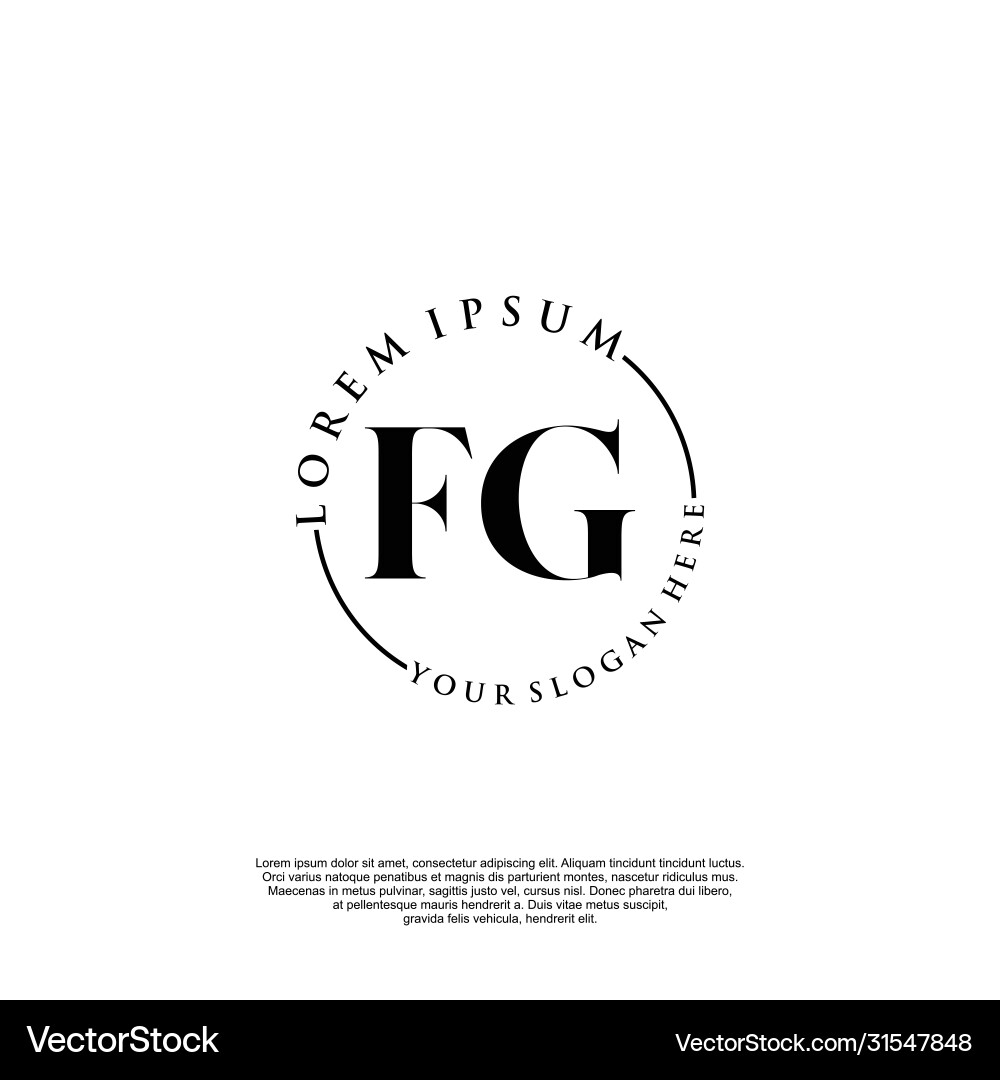 Fg initial handwriting logo design Royalty Free Vector Image
