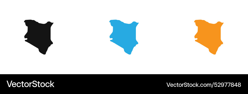 Kenya map icon line art logo set Royalty Free Vector Image