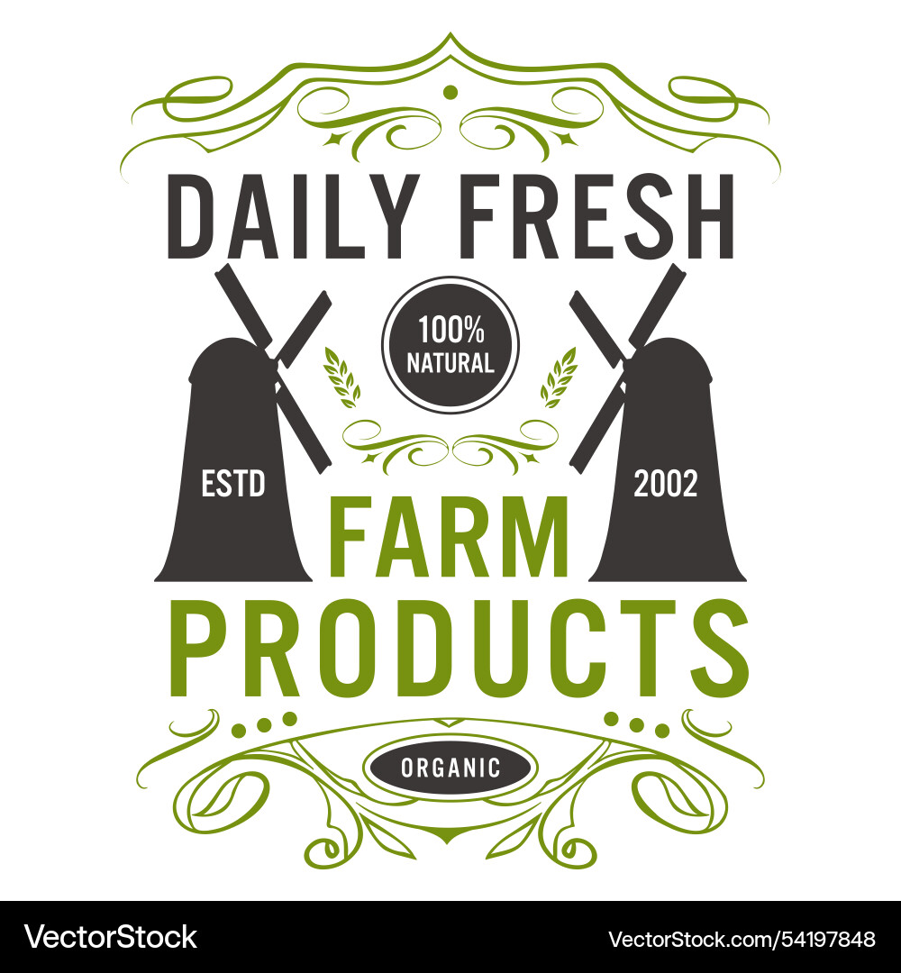 Organic farm fresh products logo Royalty Free Vector Image