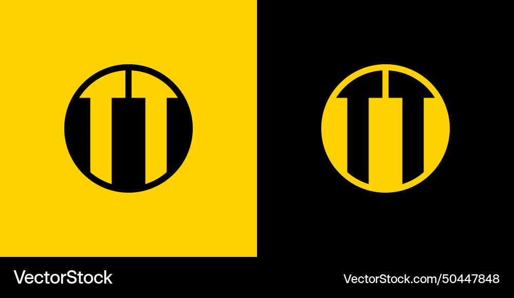 Simple tt letters circle logo set suitable Vector Image