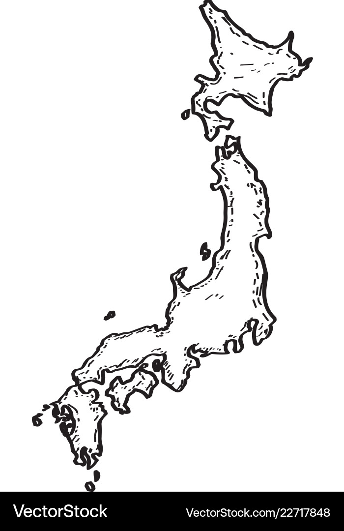 Sketch of a map japan Royalty Free Vector Image