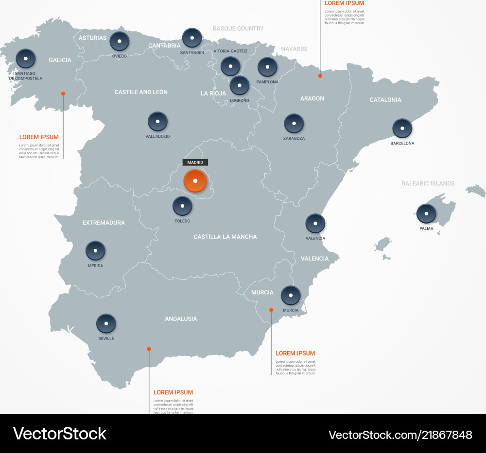 Spain infographic map Royalty Free Vector Image