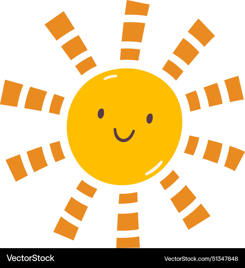 Sun shining character Royalty Free Vector Image