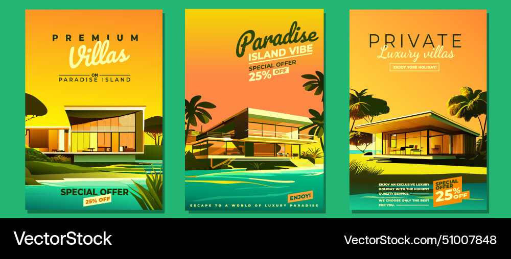 Tropical posters for real estate advertising Vector Image