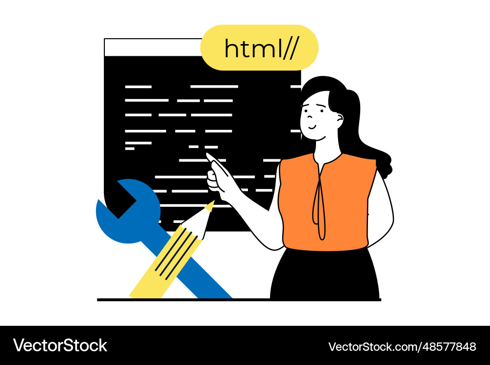 Web development concept with people scene in flat Vector Image