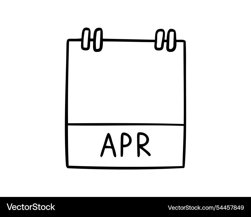 April calendar month page hand drawn doodle icon Vector Image