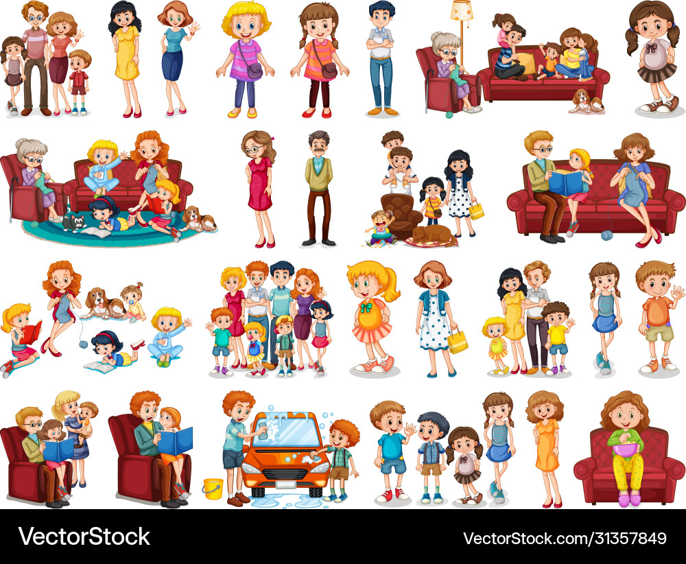 Family Character Set - Diverse Group Royalty Free Vector