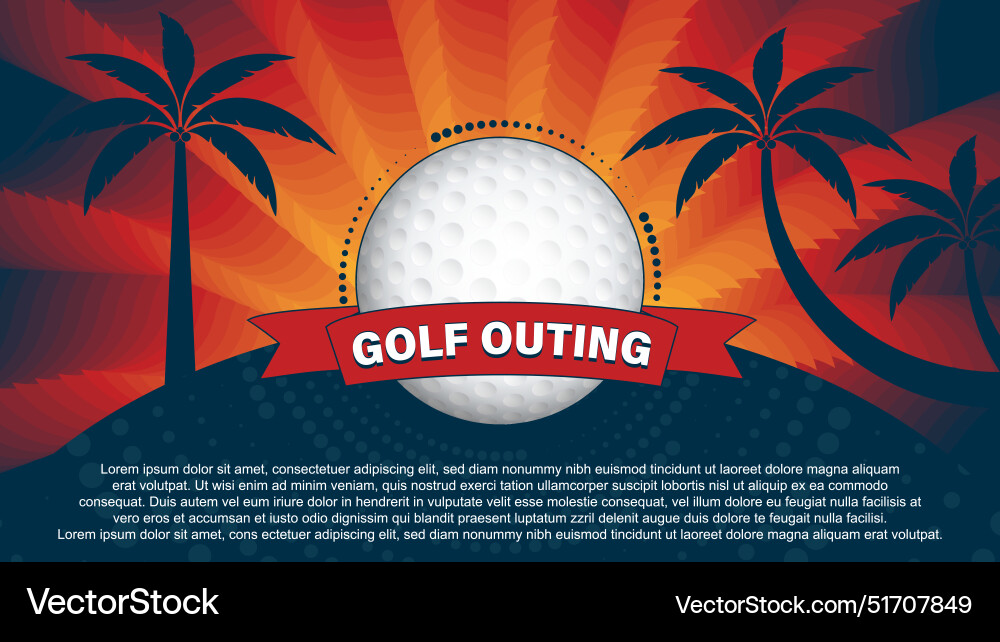 Golf outing template design with ball Royalty Free Vector