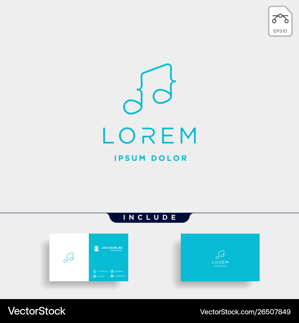 Music code logo design simple line Royalty Free Vector Image