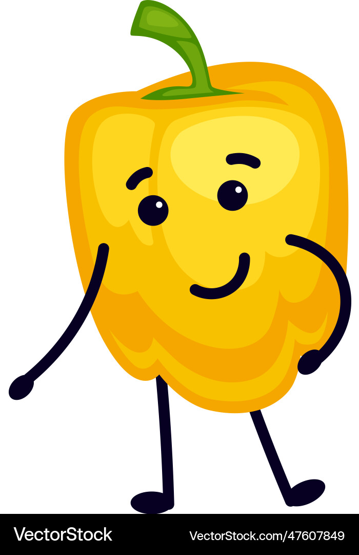 Positive bell pepper character with hands and legs