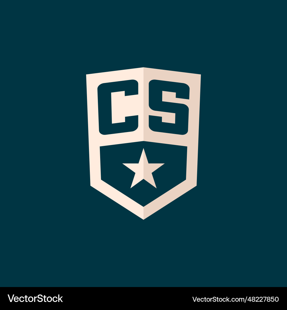 CS Initial Star Shield Logo Royalty Free Vector Image