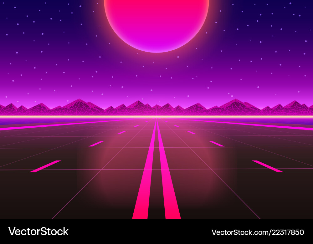 Road to infinity at sunset Royalty Free Vector Image