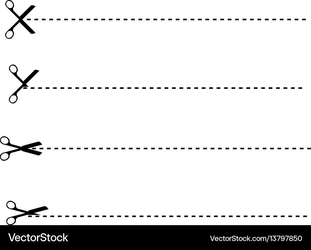 Scissors with cut lines Royalty Free Vector Image