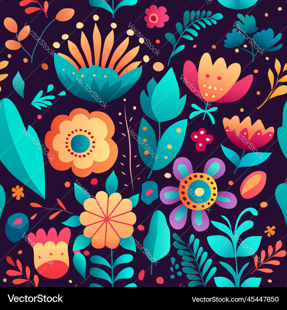 Seamless floral pattern hand drawn flowers Vector Image