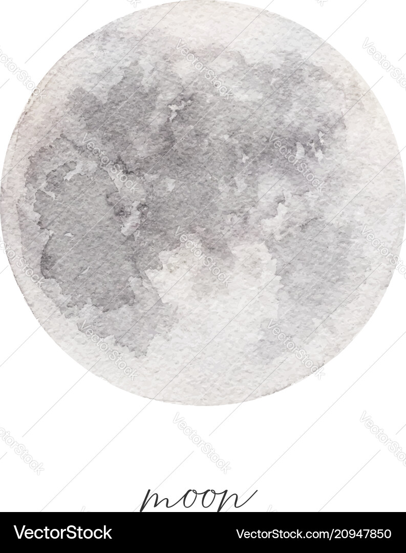 Watercolor Full Moon Texture Royalty Free Vector Image