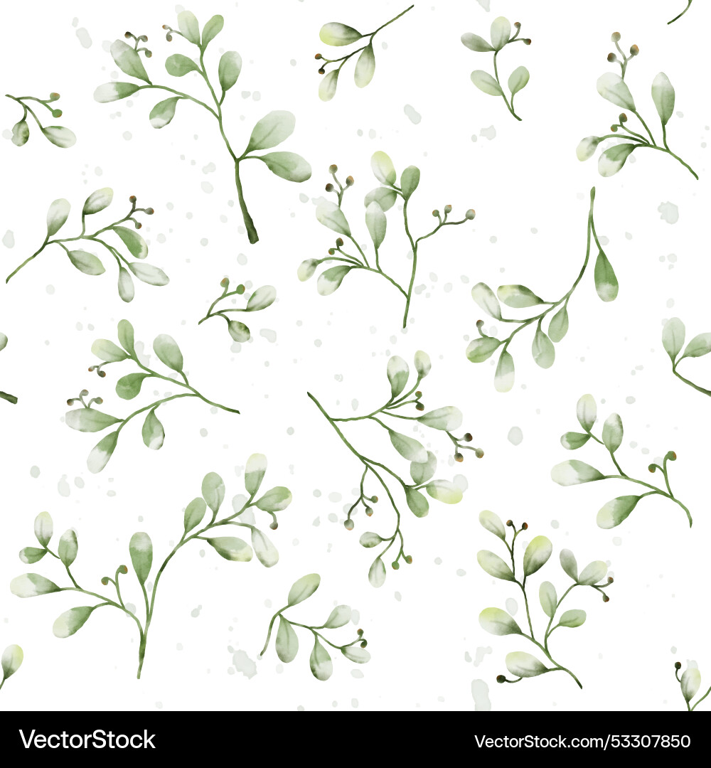 Watercolor leaves seamless pattern isolated Vector Image