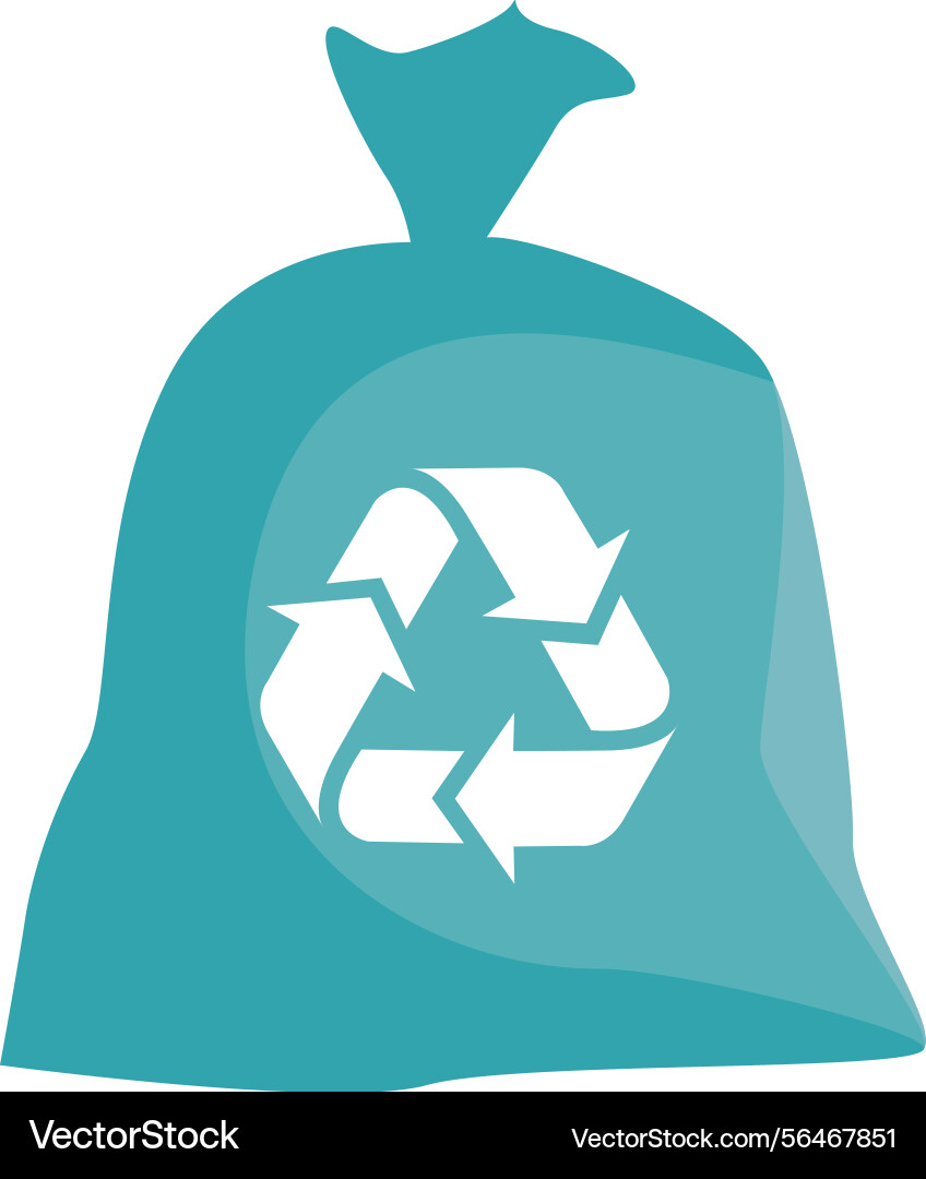 Blue recycle trash bag Royalty Free Vector Image