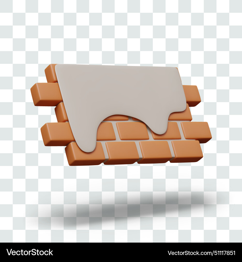 Brick wall with partially applied plaster Vector Image