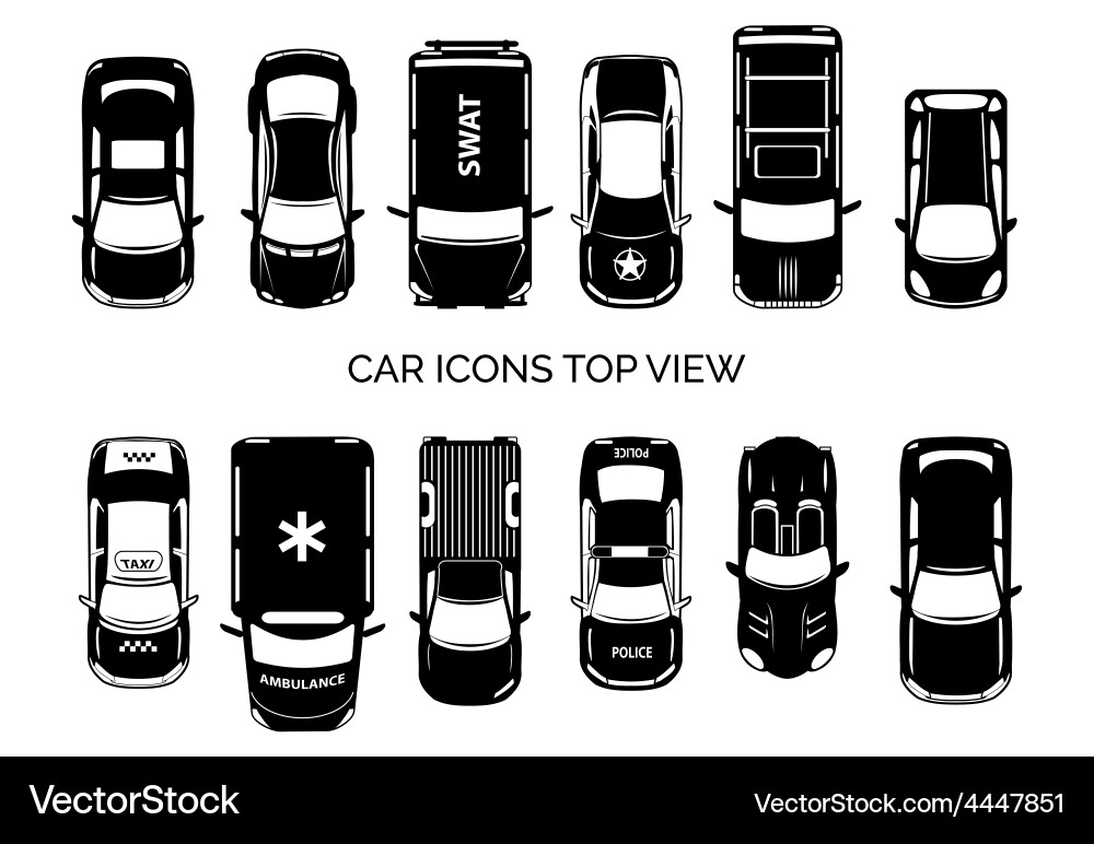 Car icons top view Royalty Free Vector Image - VectorStock