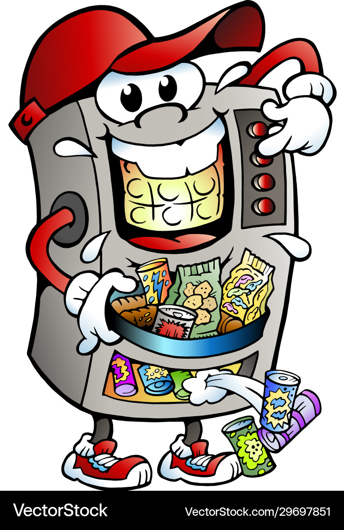Cartoon a vending machine selling snacks Vector Image