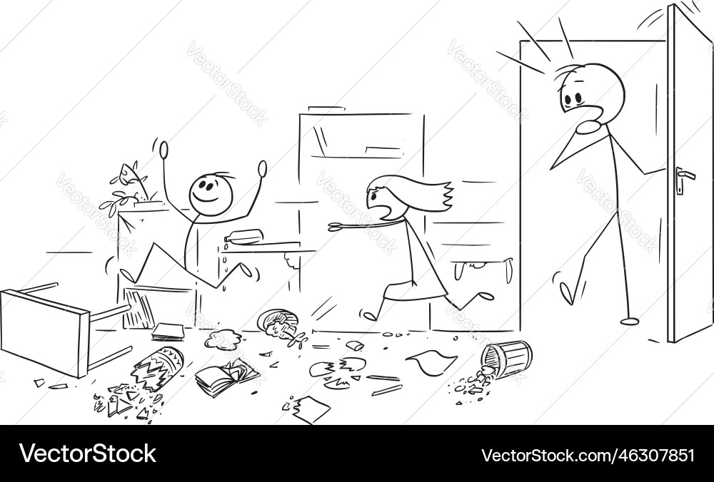 Child's Messy Room - Dad Returns Home Royalty Free Vector