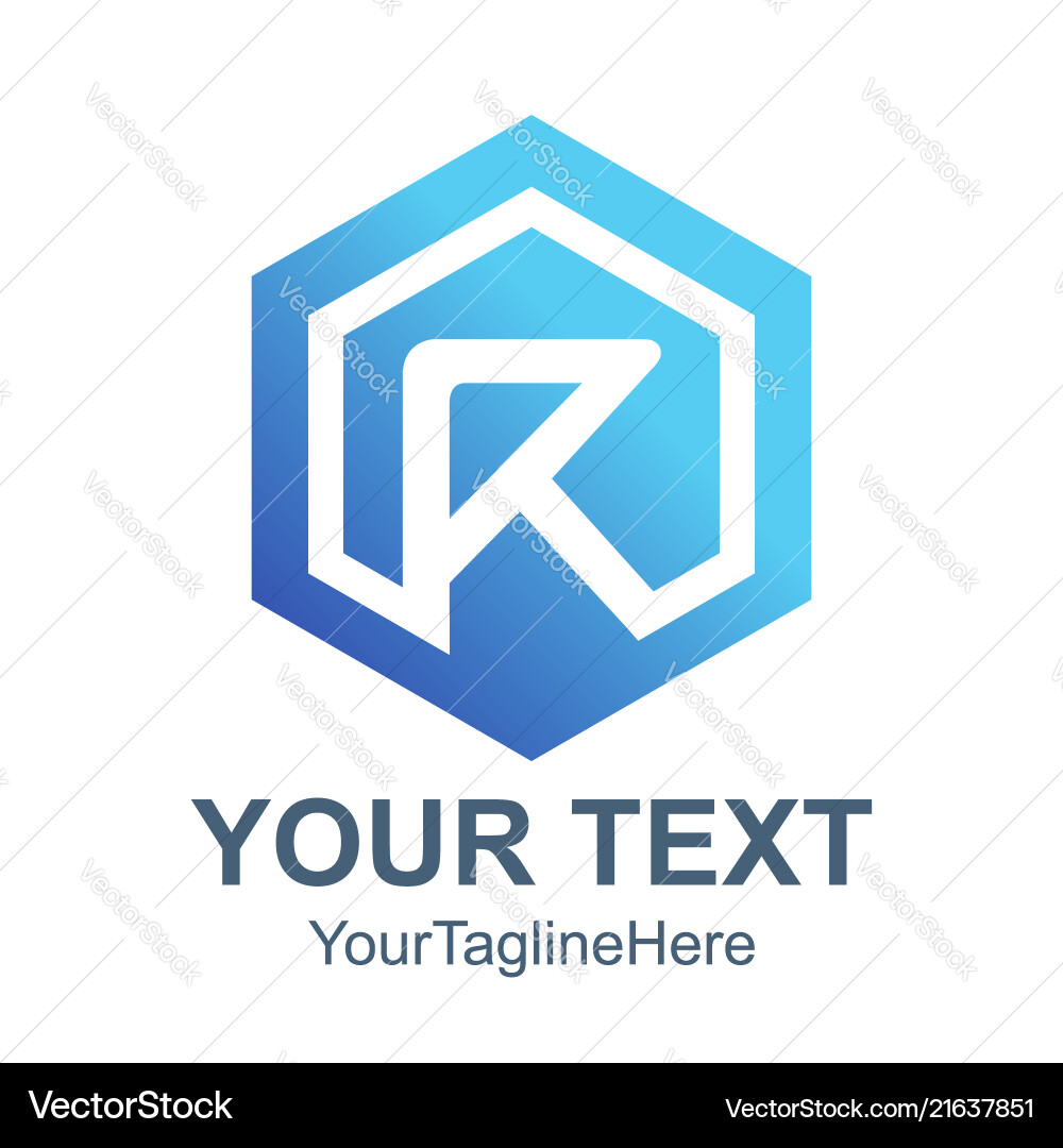 Hexagon abstract r letter technology logo Vector Image