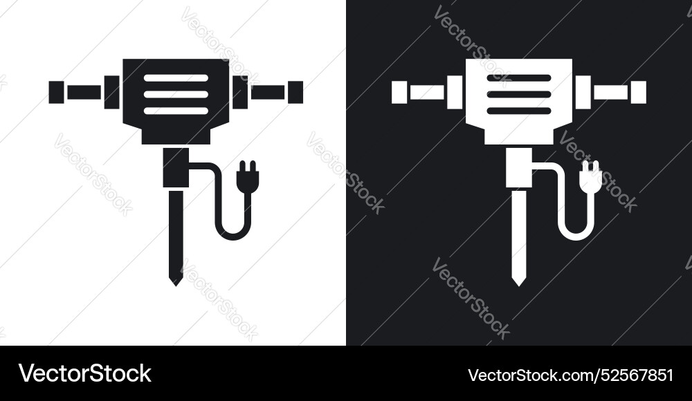 Hydraulic breaker icon set on white background Vector Image