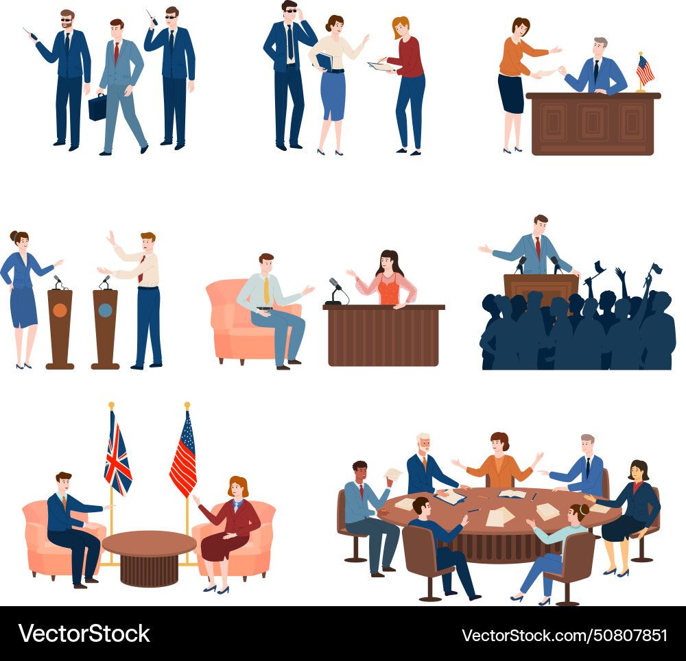 Politicians flat set Royalty Free Vector Image