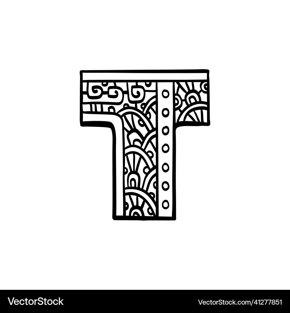 Vintage initial letter t Royalty Free Vector Image