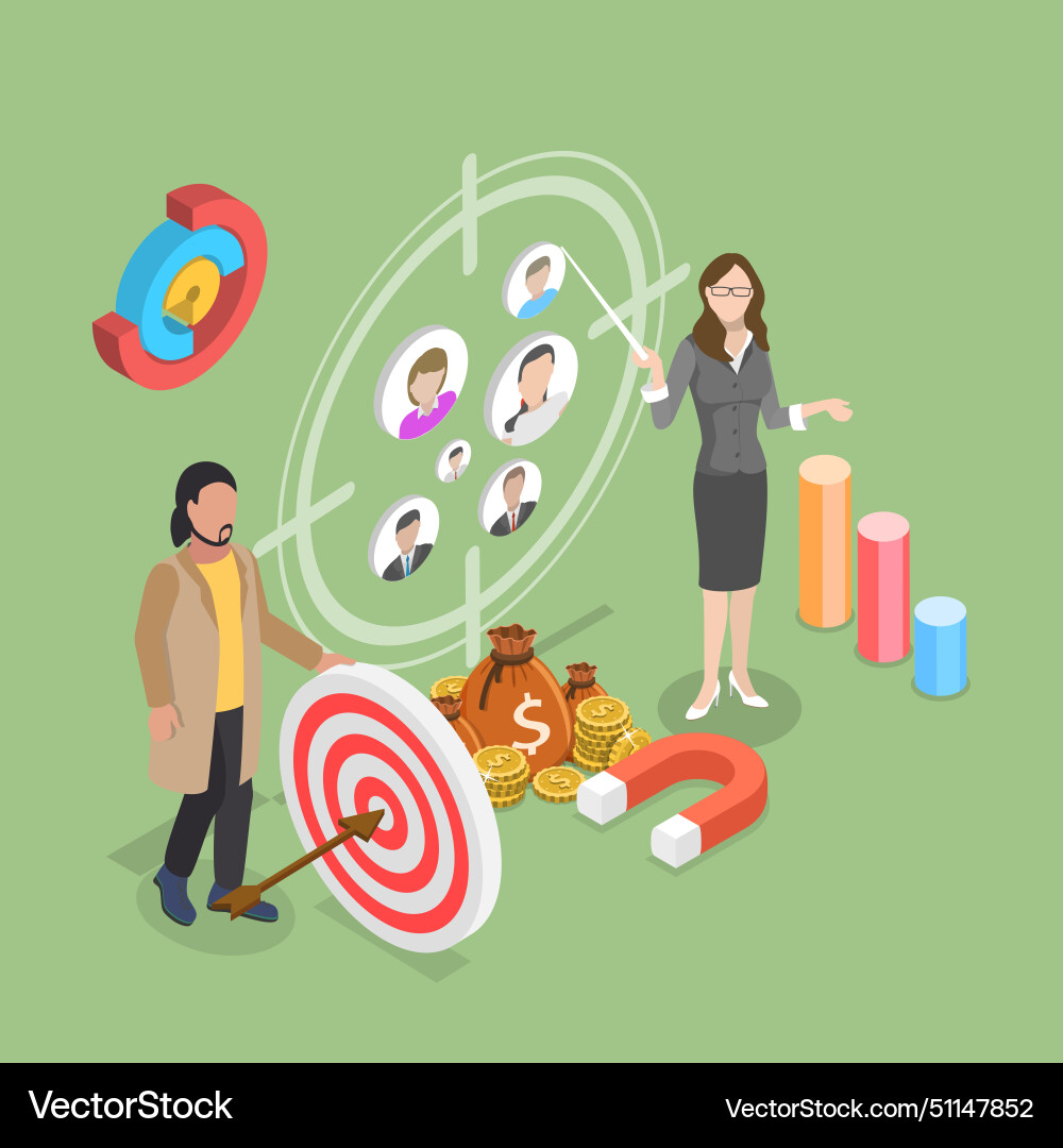 3d isometric flat of target Royalty Free Vector Image