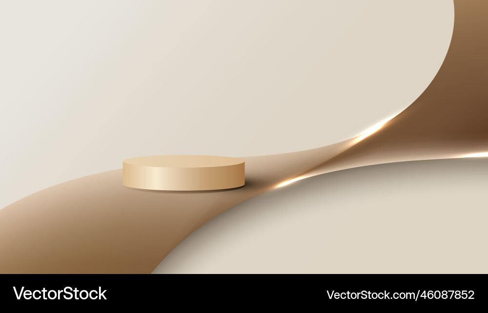 3d realistic golden podium stand with fabric Vector Image