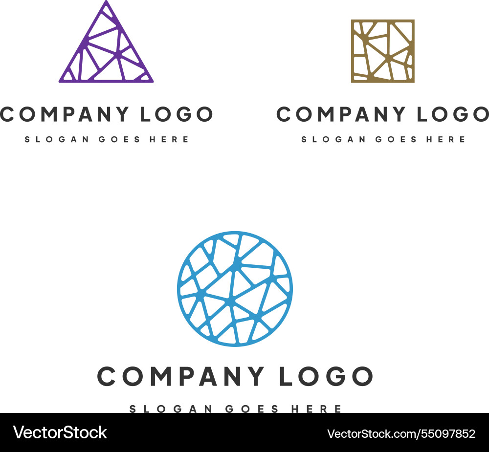 Abstract network logo with basic shapes Royalty Free Vector