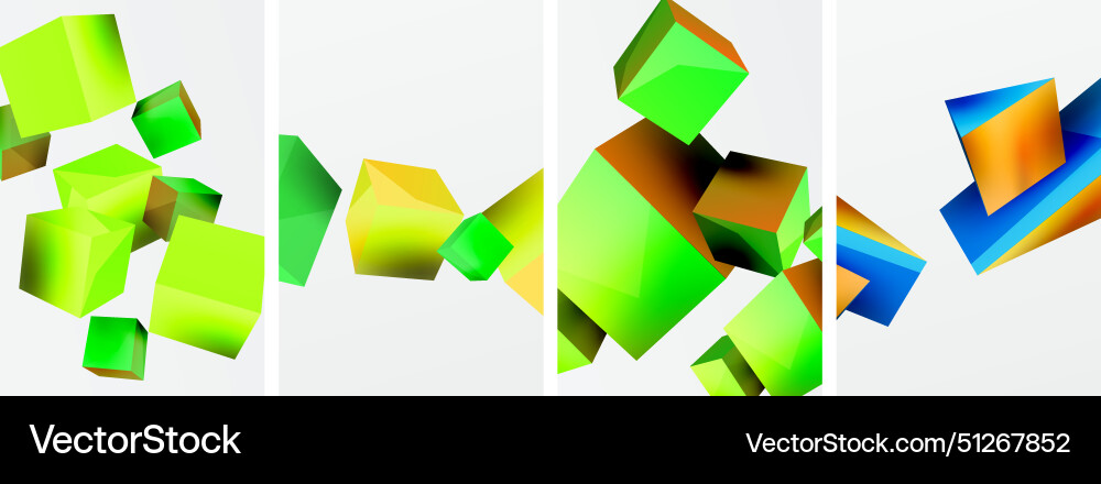 Flying 3d shapes cubes and other geometric Vector Image