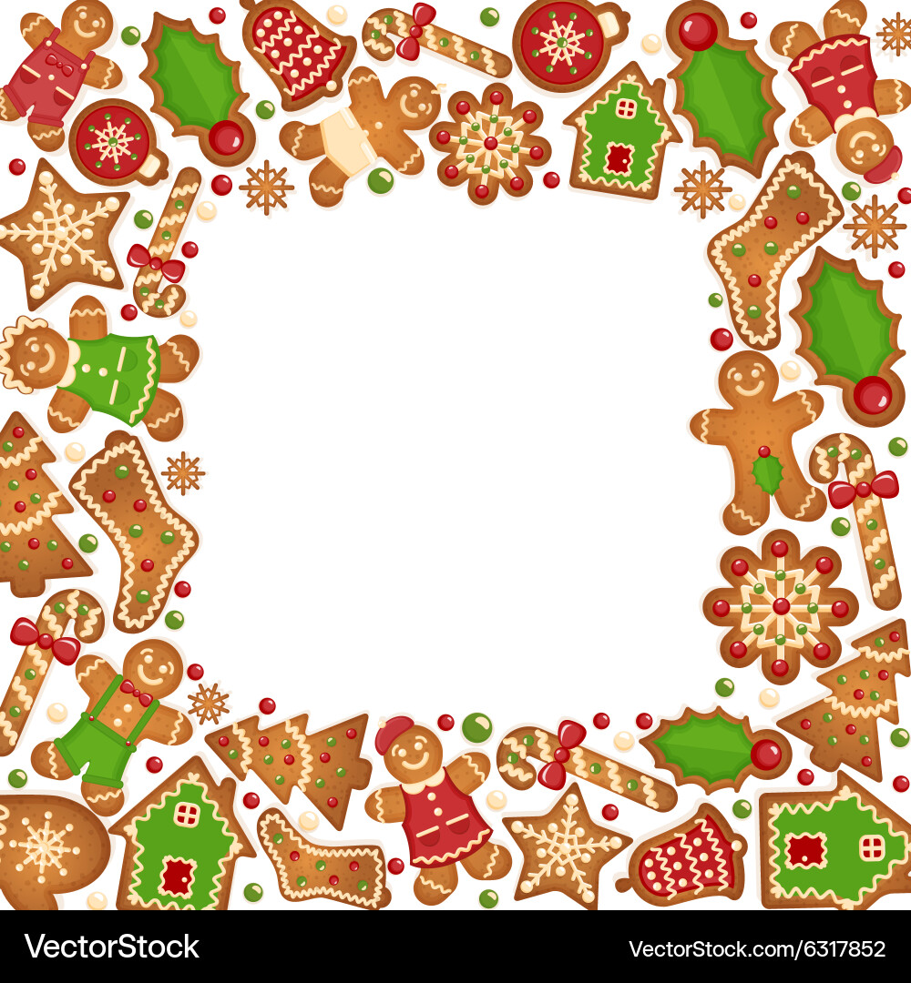 Gingerbread cookies frame Royalty Free Vector Image