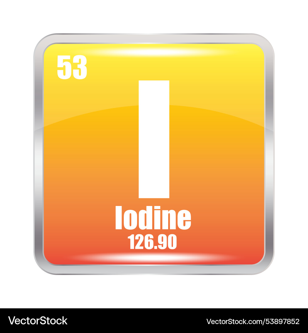 Iodine icon i chemical element atomic number 53 Vector Image