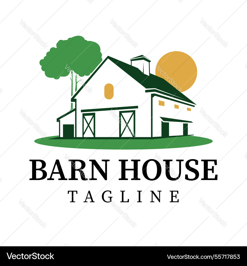 Barn house logo design template ranch Royalty Free Vector