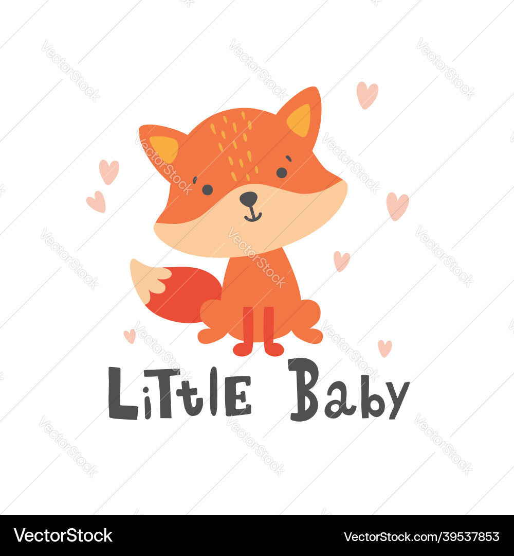 Cute fox and text Royalty Free Vector Image - VectorStock