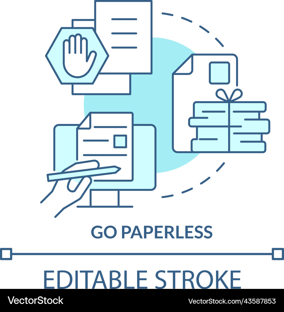 Go paperless turquoise concept icon Royalty Free Vector