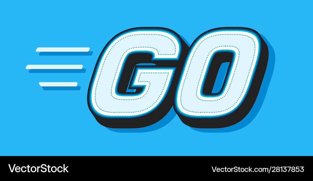 Go white word text on blue background Royalty Free Vector