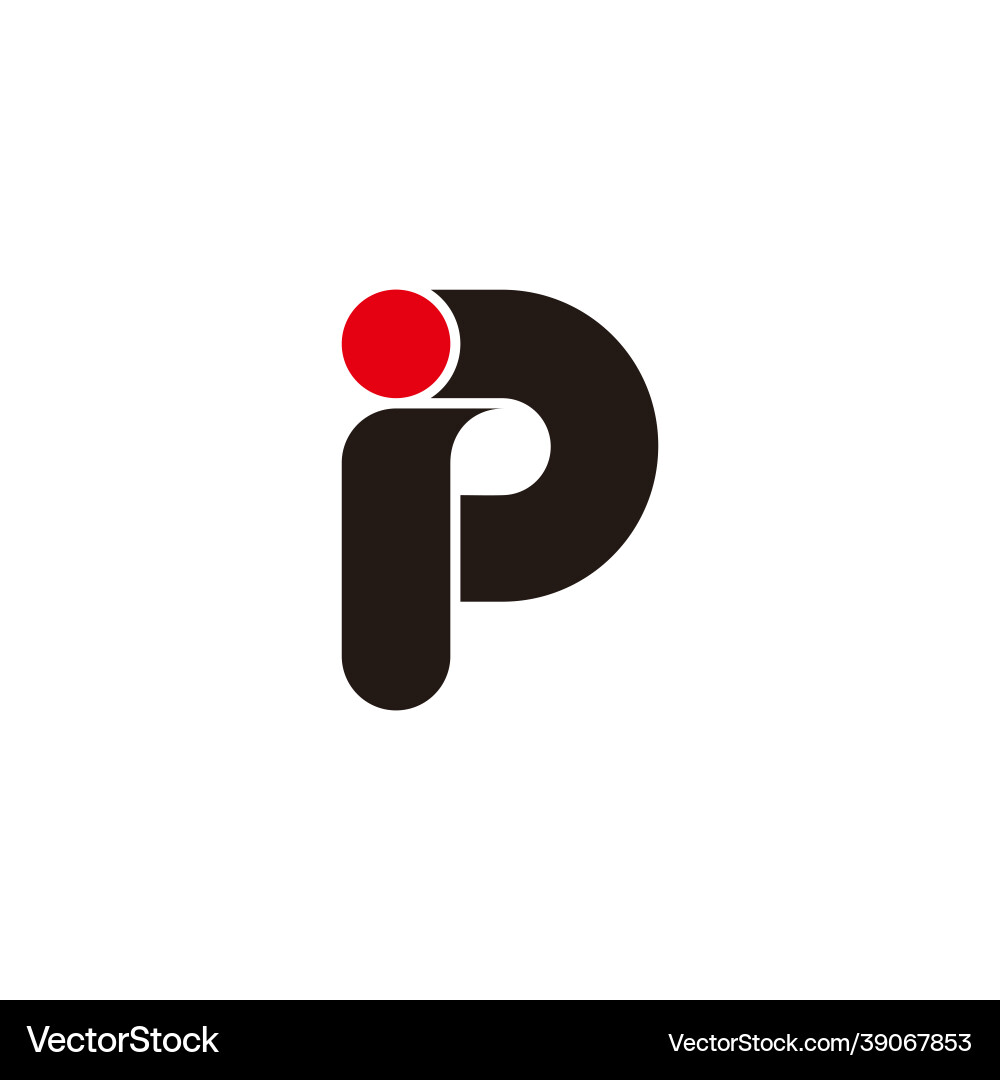 Letter ip simple colorful curve logo Royalty Free Vector