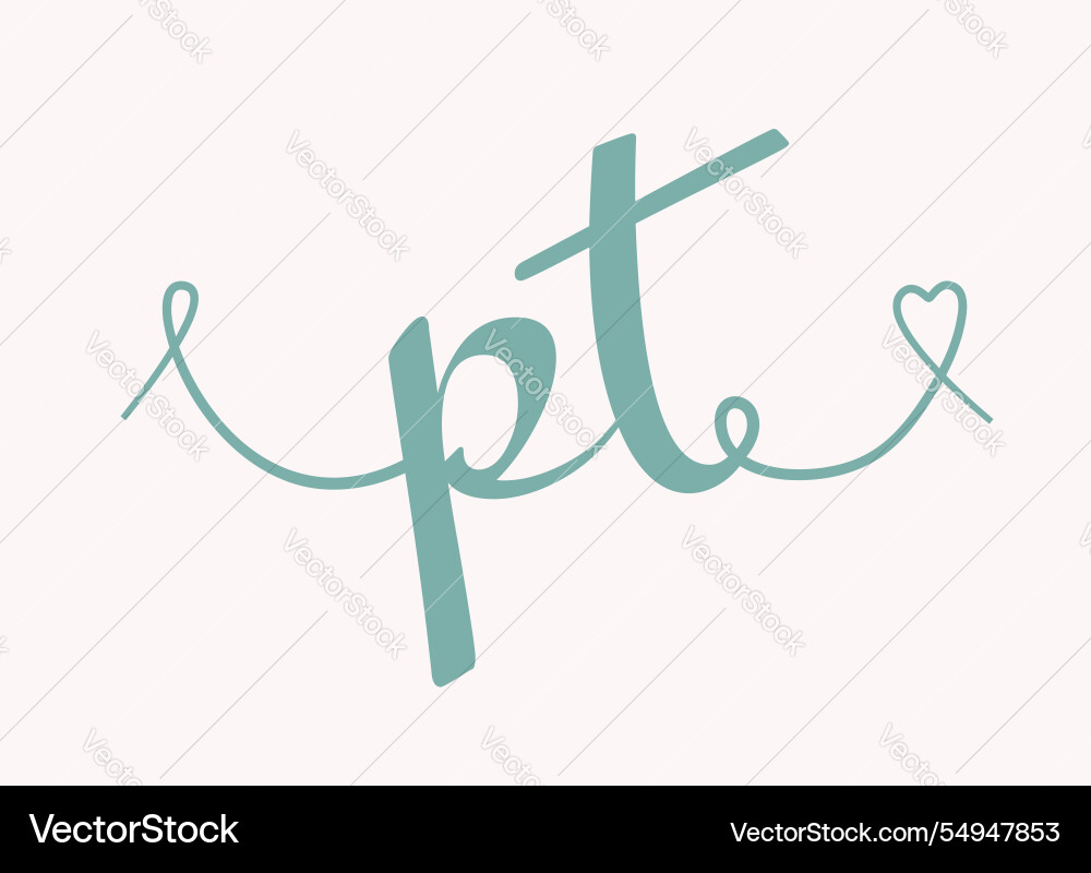 Pt initial wedding monogram calligraphy hand Vector Image