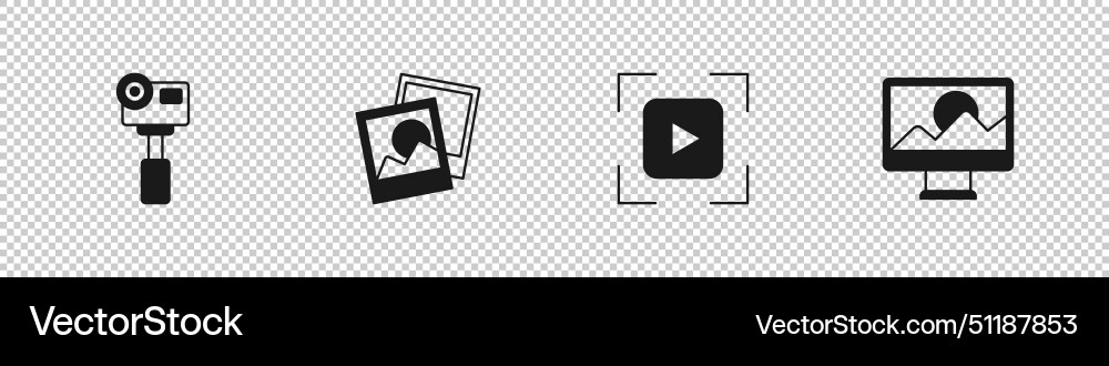 Set action extreme camera photo frame Royalty Free Vector