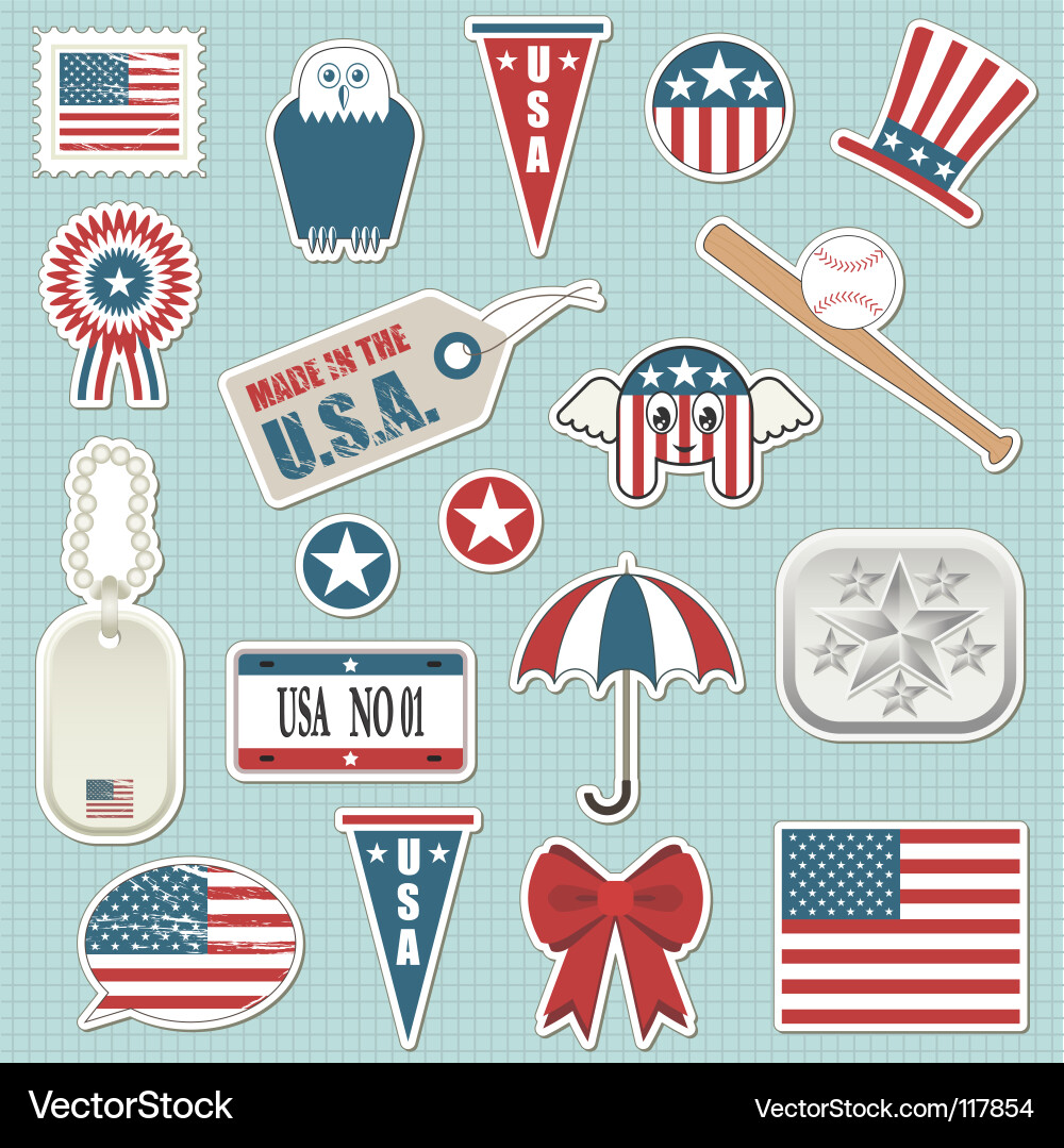 American stickers Royalty Free Vector Image - VectorStock