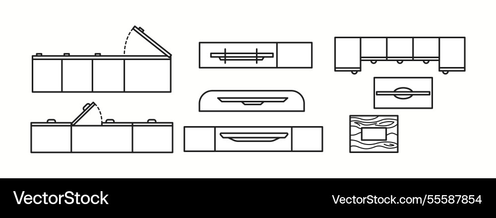 Collection of modular storage and cabinet designs Vector Image
