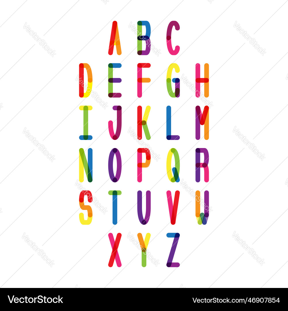 Colorful font and alphabet letters Royalty Free Vector Image