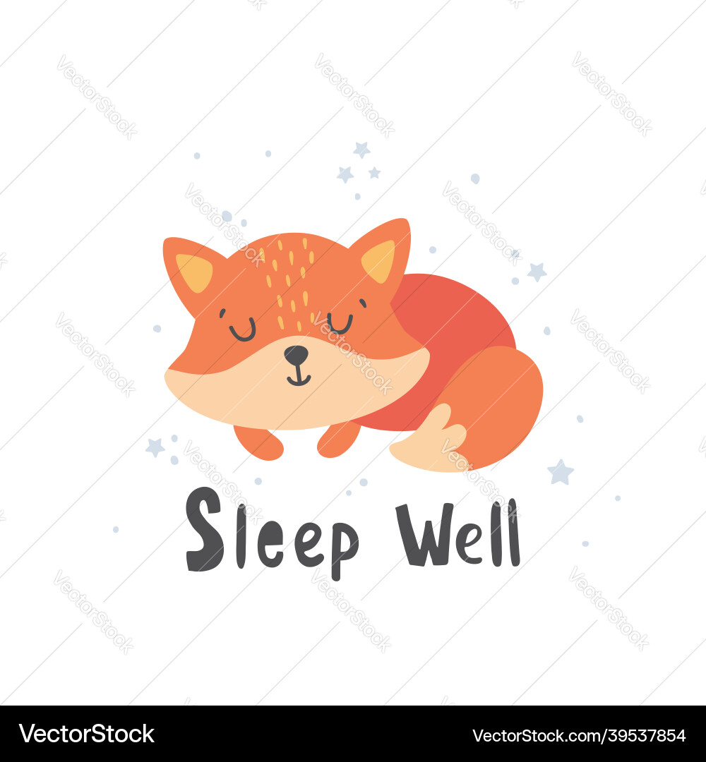 Cute fox and text Royalty Free Vector Image - VectorStock