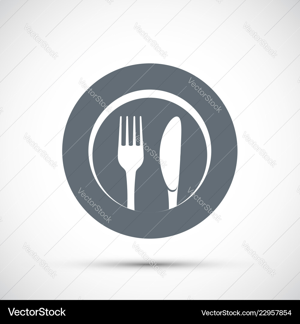 Icon plate with fork and knife Royalty Free Vector Image