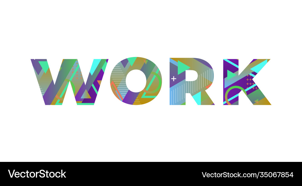 Work concept retro colorful word art Royalty Free Vector